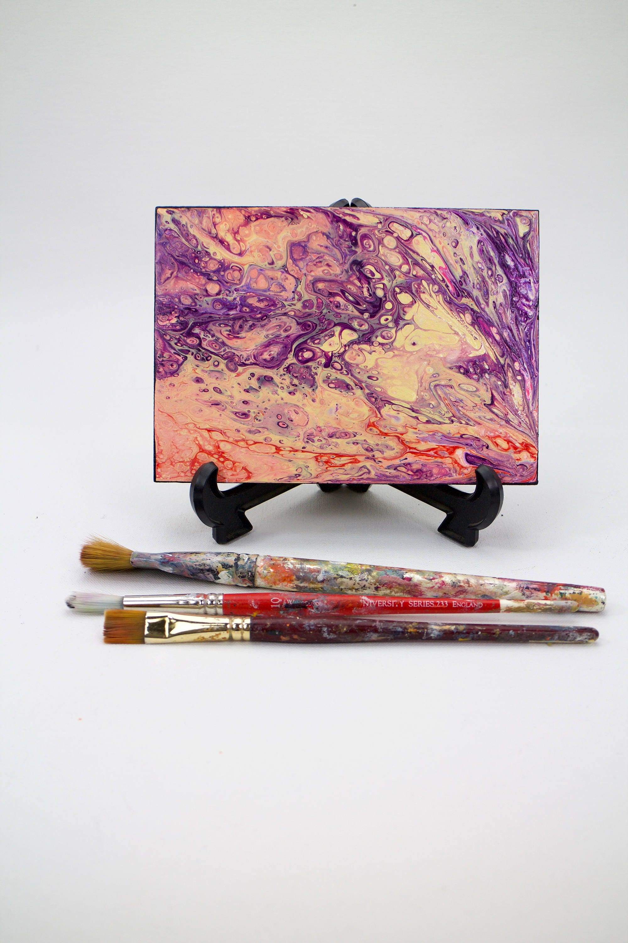 Purple abstract acrylic art/abstract fluid pour | Etsy