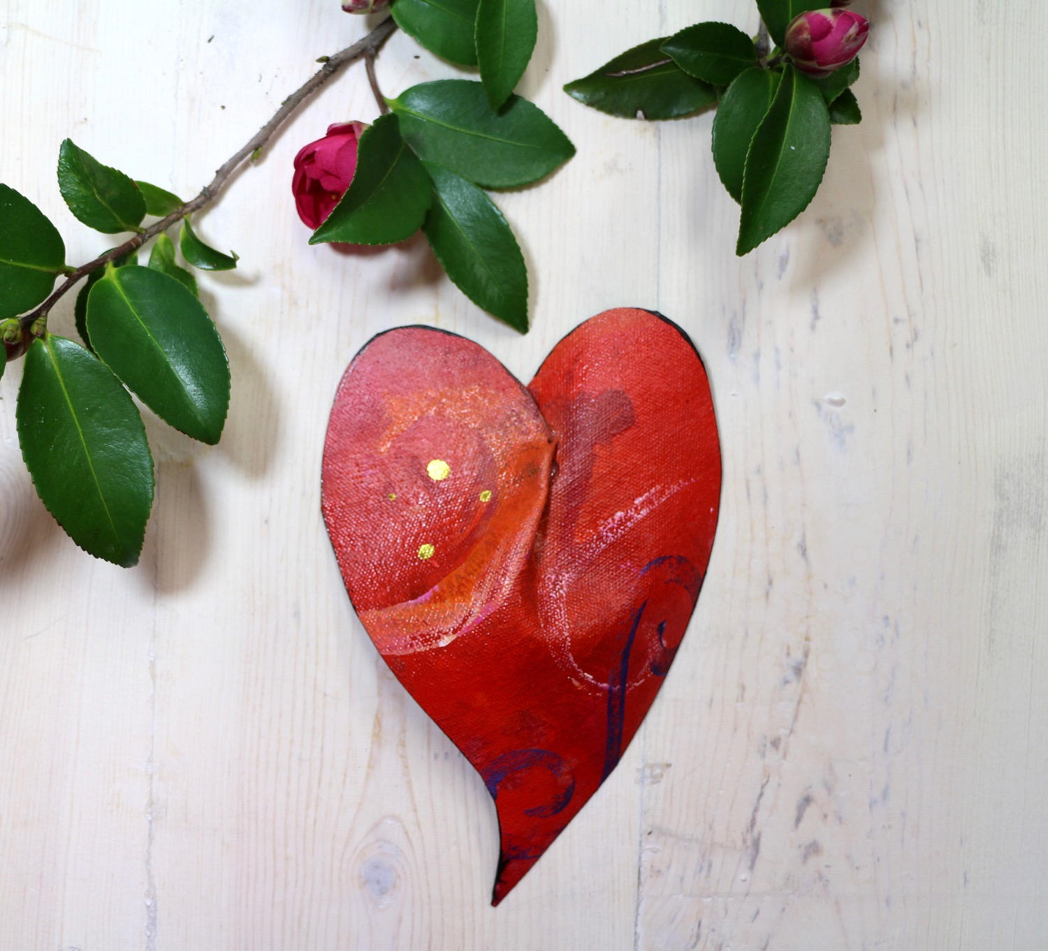 Original Red Heart Acrylic Painting on Canvas, Valentine's Day Gift - Etsy