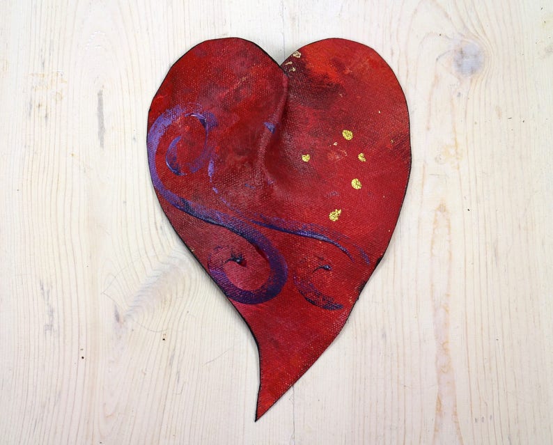 Heart Acrylic Painting on Canvas Red Original Heart Sculpture ...