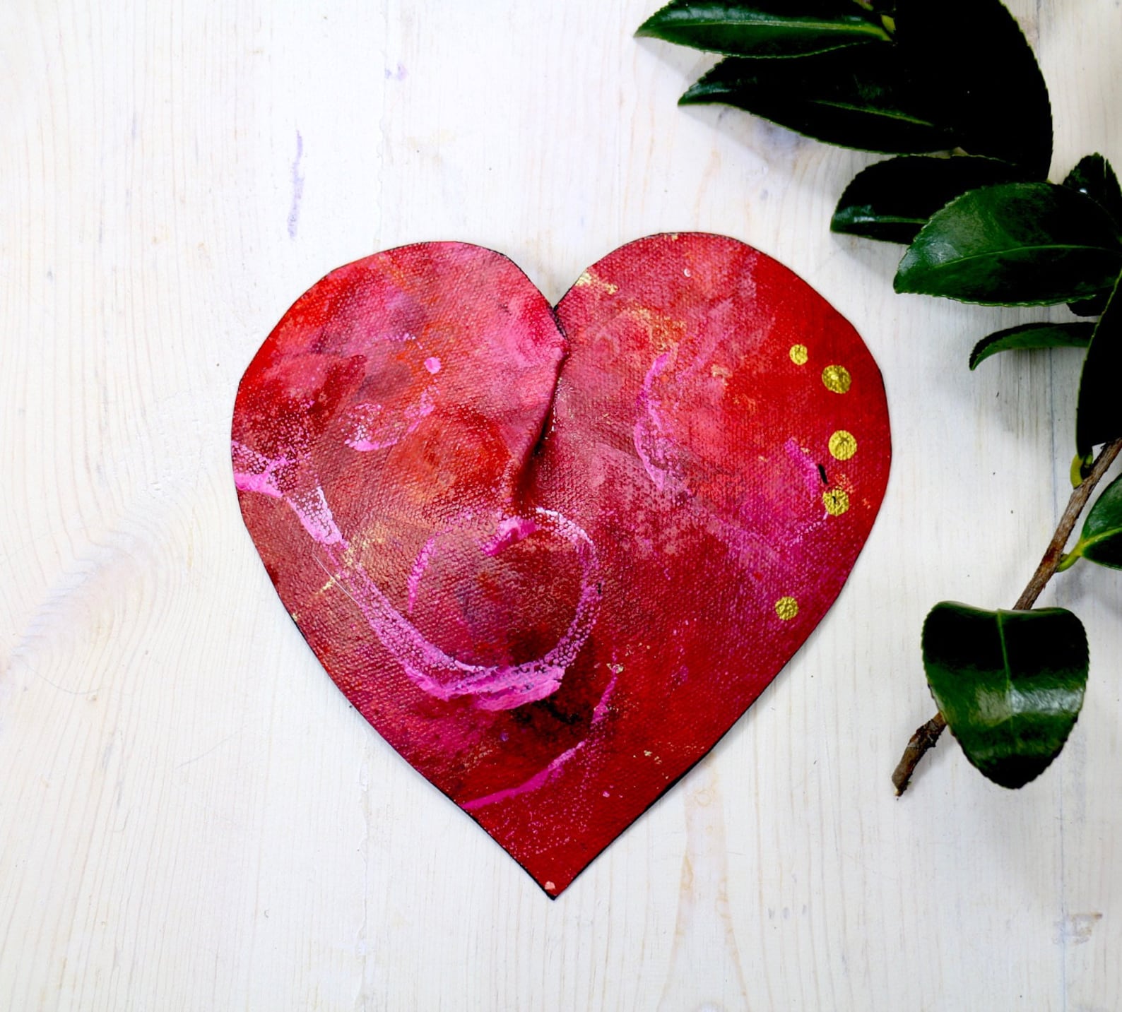 Heart Acrylic Painting on Canvas Red Original Heart Sculpture ...