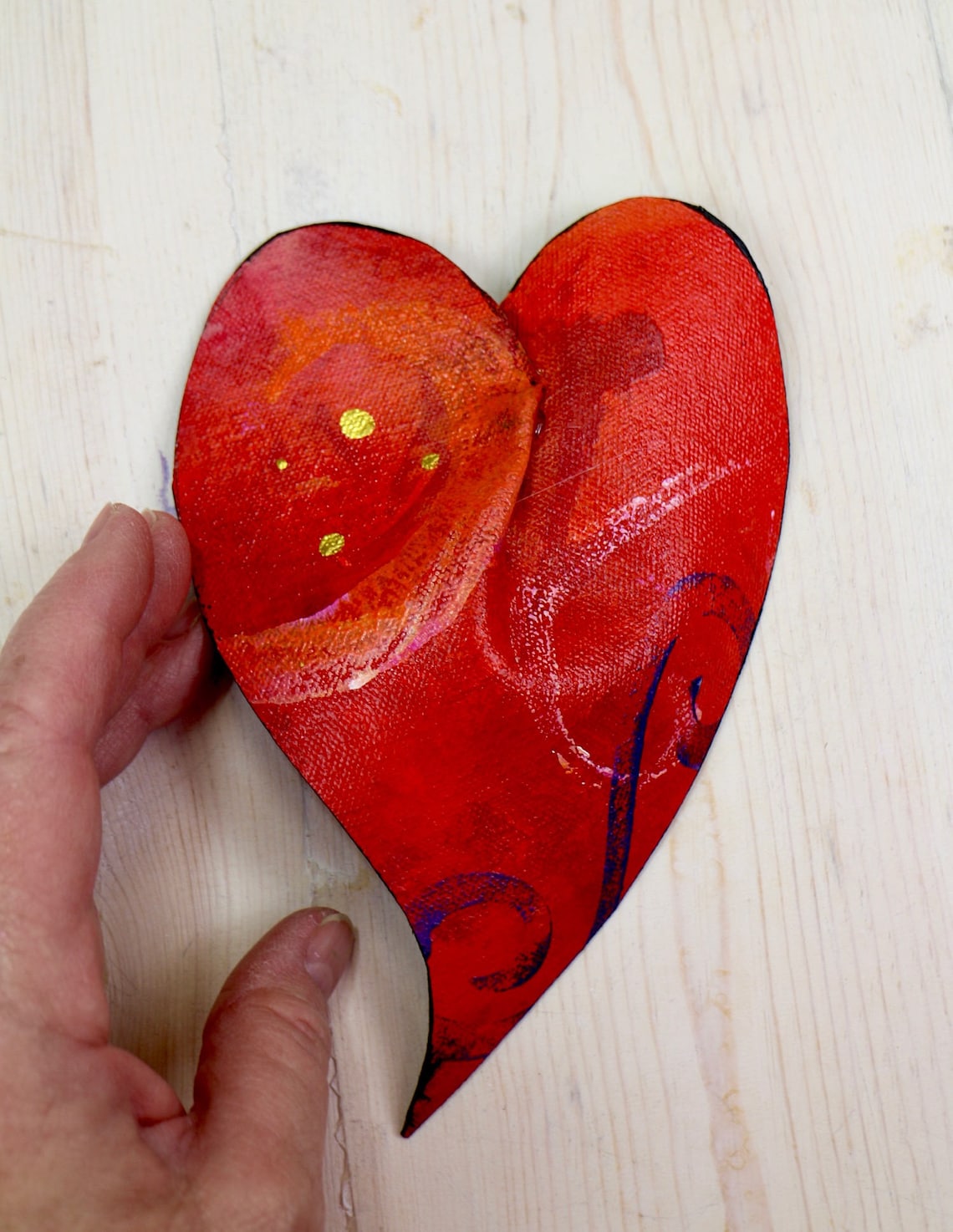 Original Red Heart Acrylic Painting on Canvas, Valentine's Day Gift - Etsy