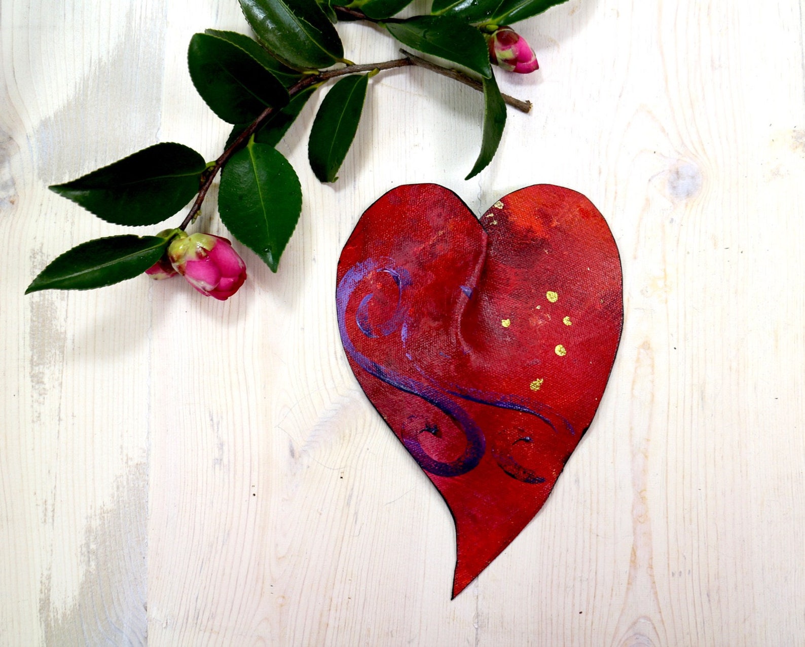Heart Acrylic Painting on Canvas Red Original Heart Sculpture ...