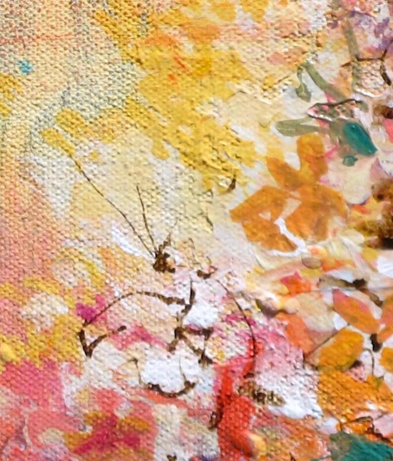 Abstract acrylic flower painting on canvas Blossoms | Etsy