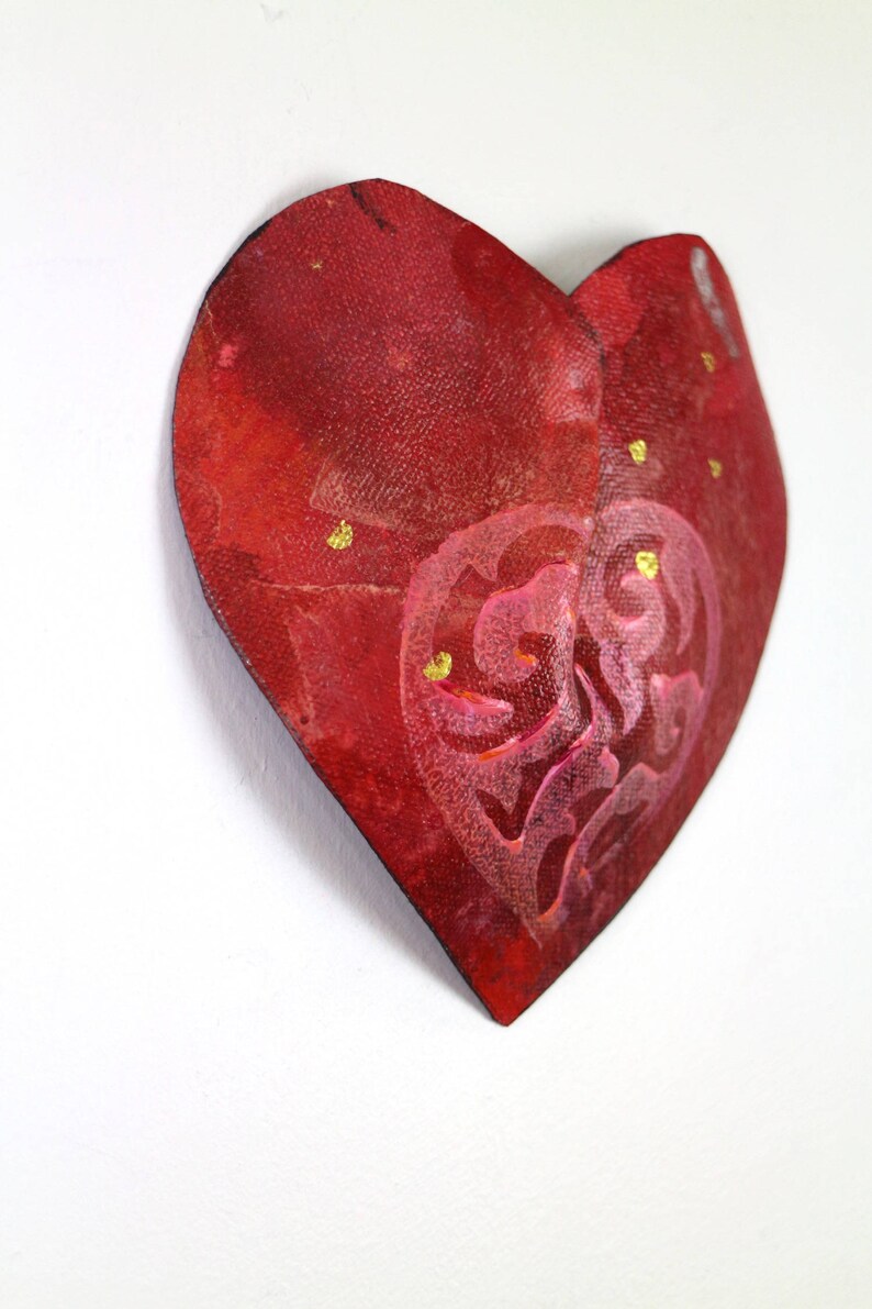 Acrylic Heart on Canvas Original One of a Kind Sculpture for | Etsy