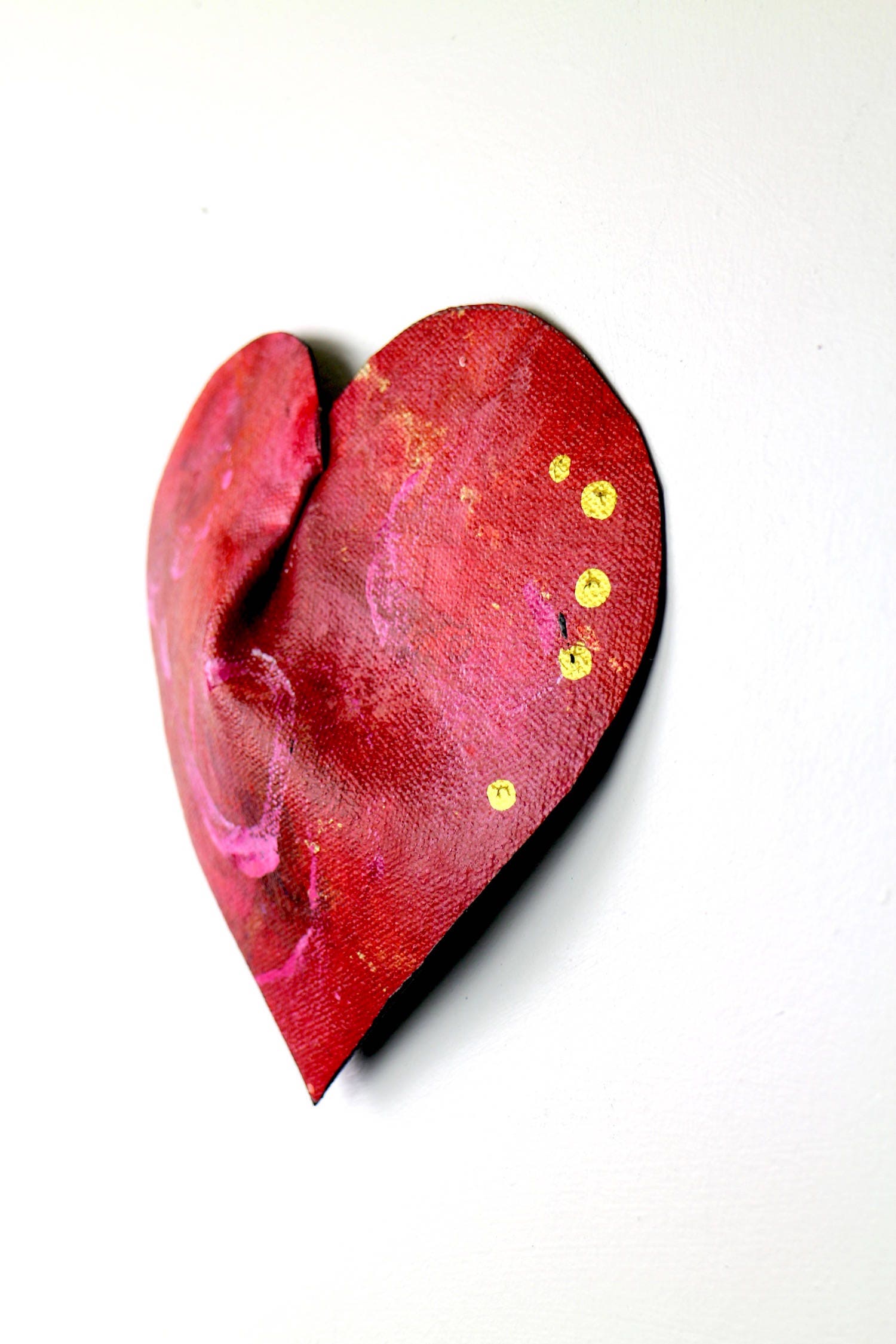 Heart Acrylic Painting on Canvas Red Original Heart Sculpture ...