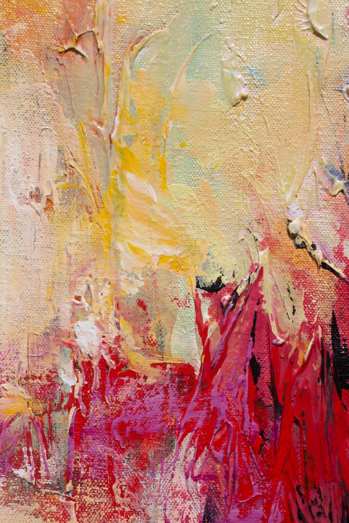 Abstract Painting Red Acrylic Textured Painting on Canvas | Etsy