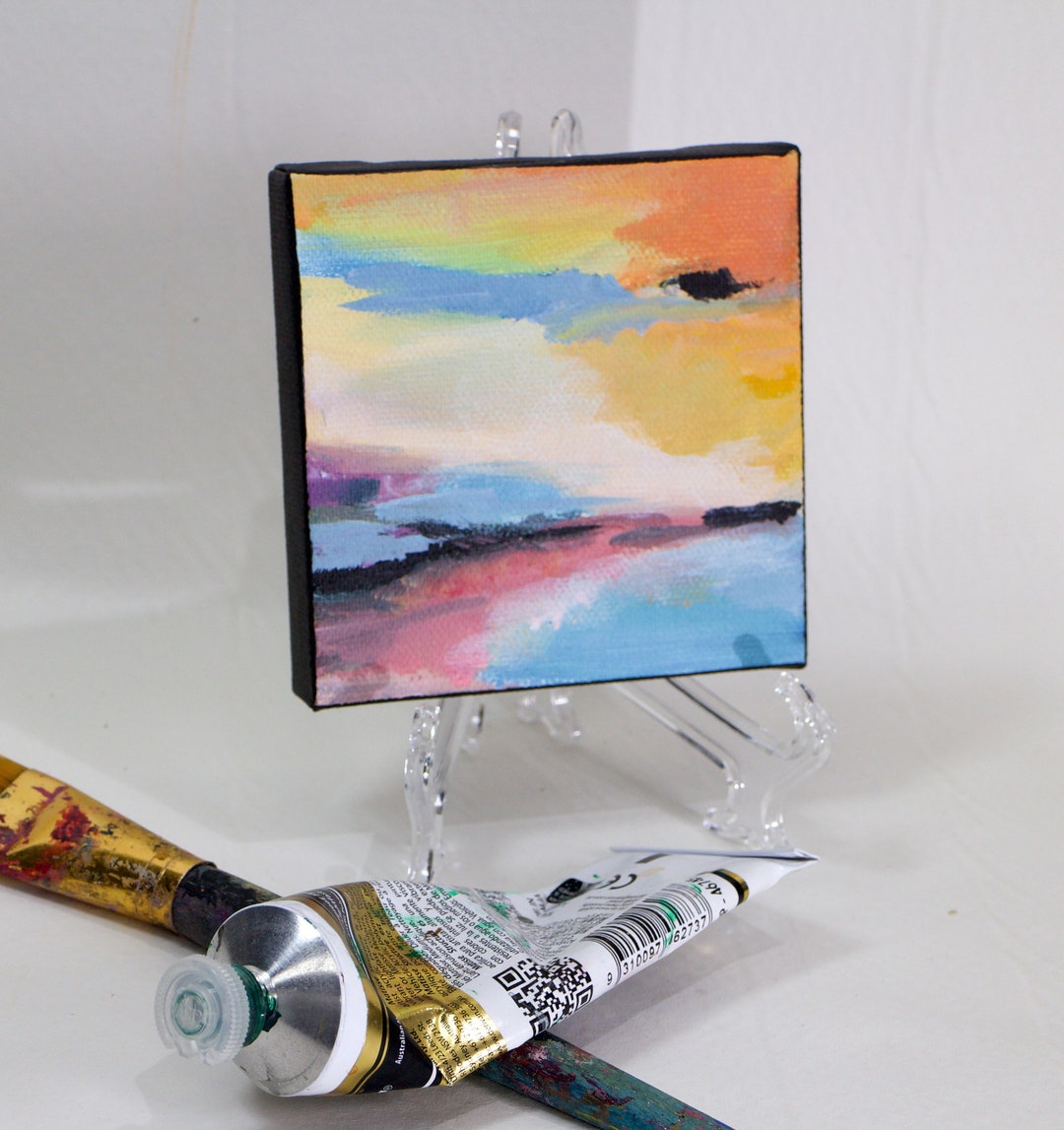 Abstract Painting Original Acrylic Mini Painting on Canvas for Gift or ...