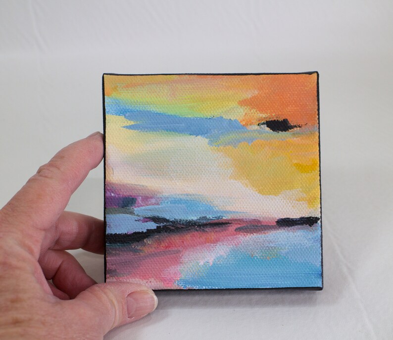 Abstract Painting Original Acrylic Mini Painting on Canvas for | Etsy