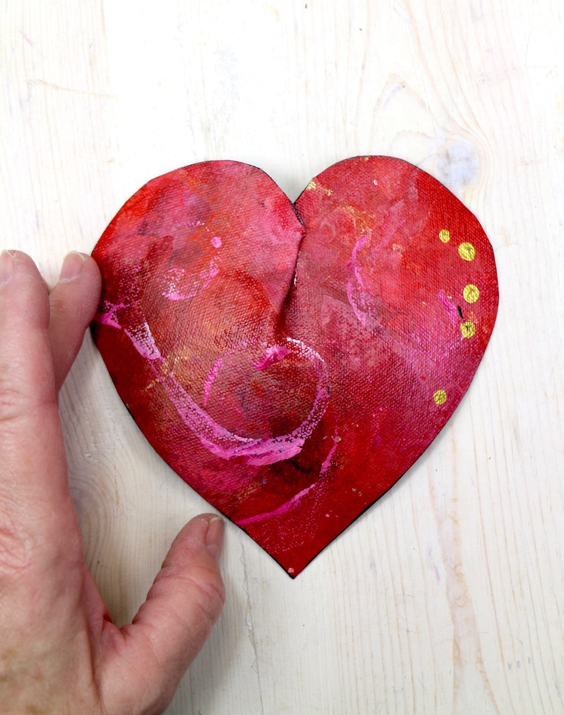 Heart Acrylic Painting on Canvas Red Original Heart Sculpture ...