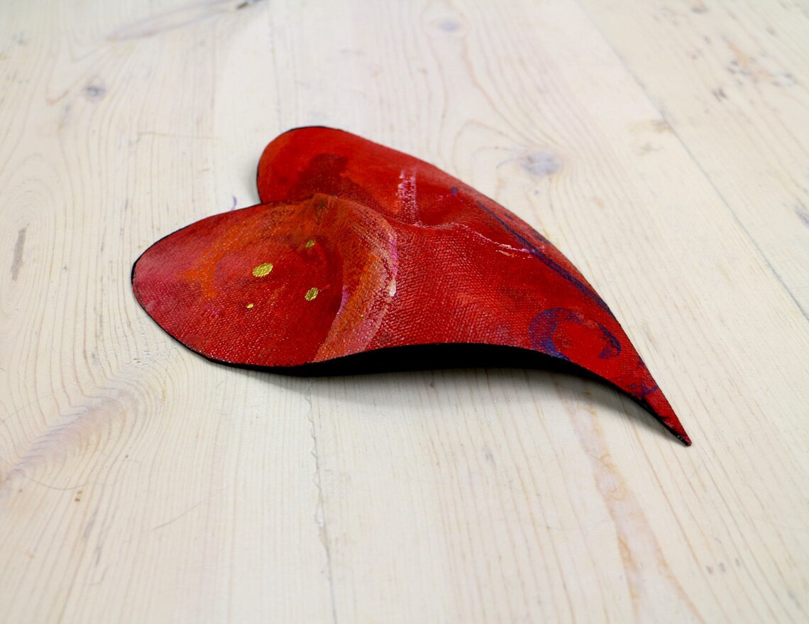 Heart Acrylic Painting on Canvas Red Original Heart Sculpture, "heart ...