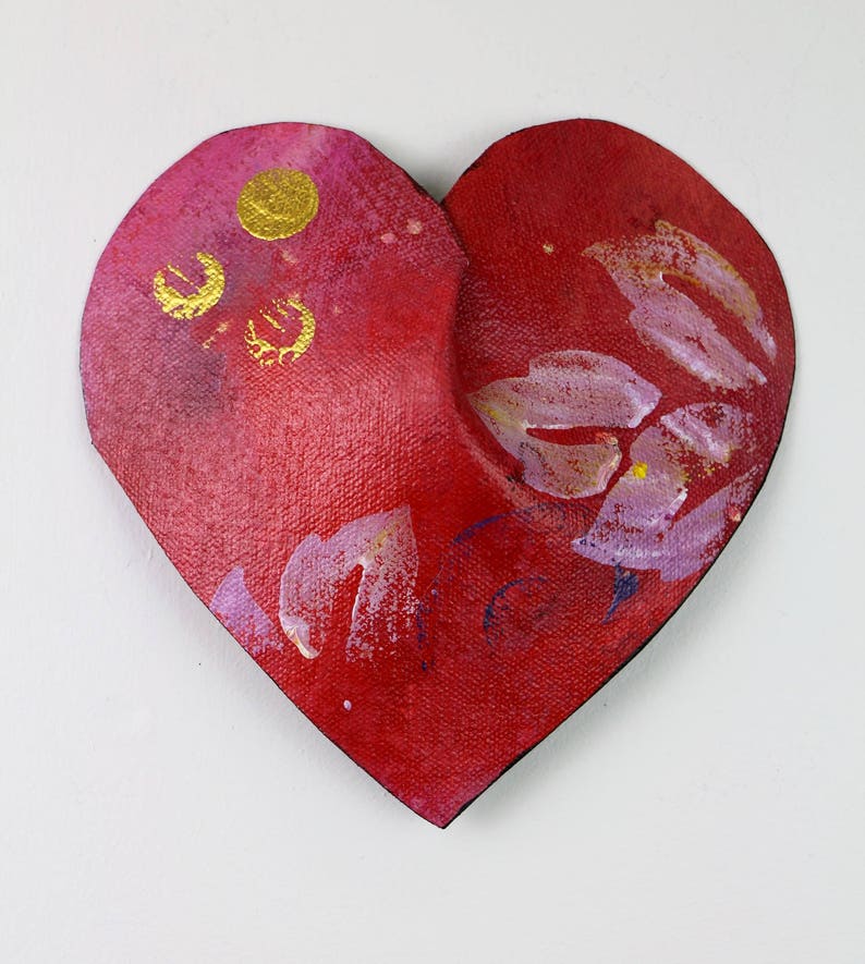 Heart Acrylic Painting on Canvas Red Original Heart Sculpture - Etsy