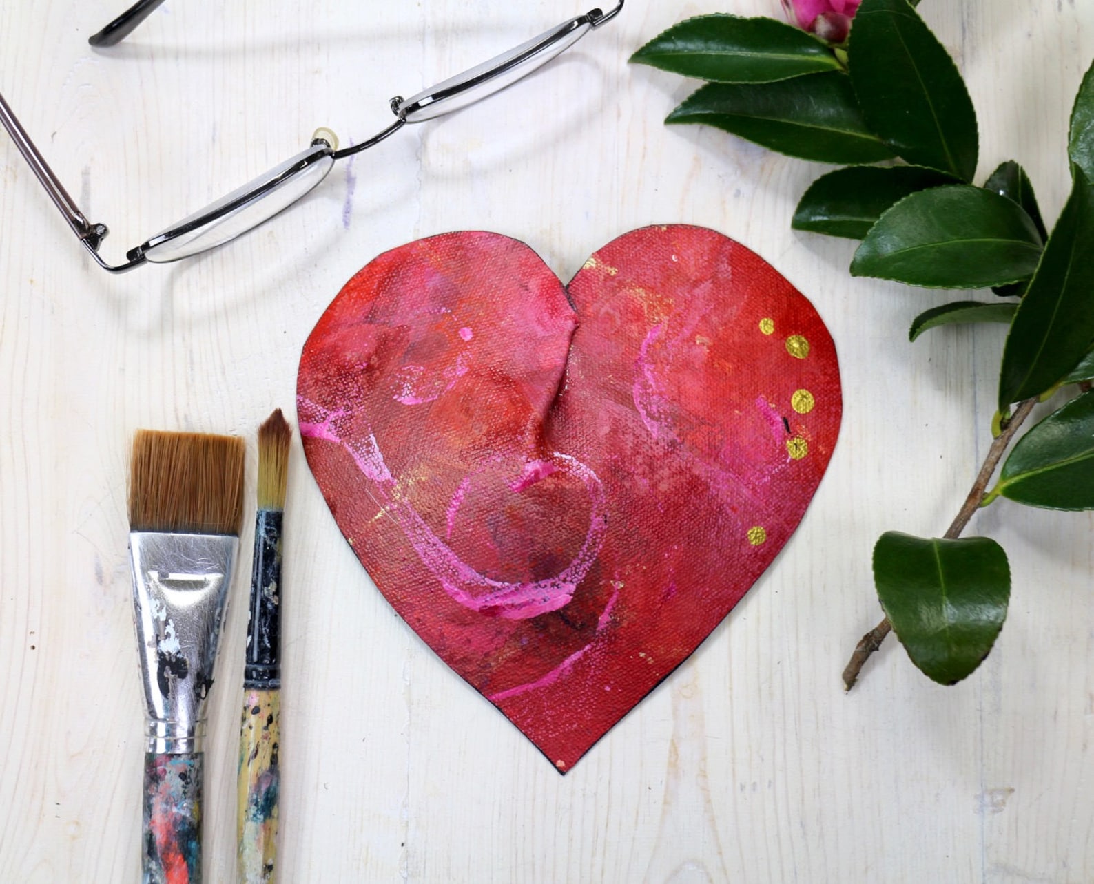 Heart Acrylic Painting on Canvas Red Original Heart Sculpture ...