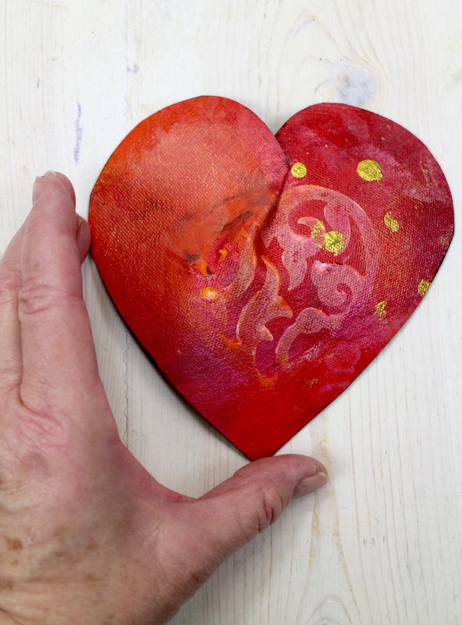 Acrylic Painting on Canvas Red Original Heart Sculpture - Etsy
