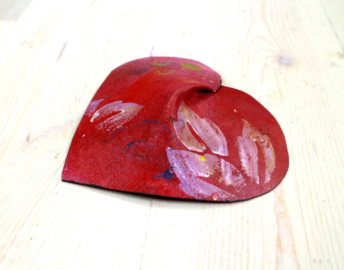 Heart Acrylic Painting on Canvas Red Original Heart Sculpture ...