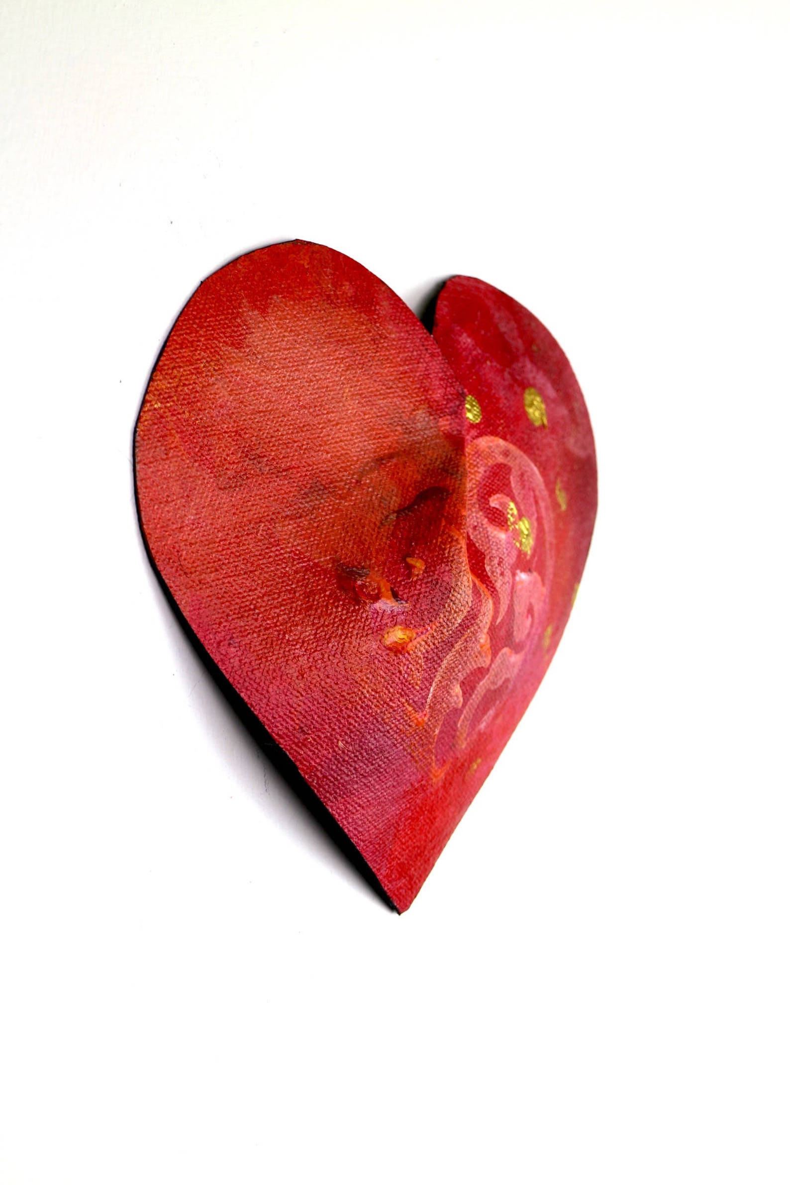Acrylic Painting on Canvas Red Original Heart Sculpture - Etsy