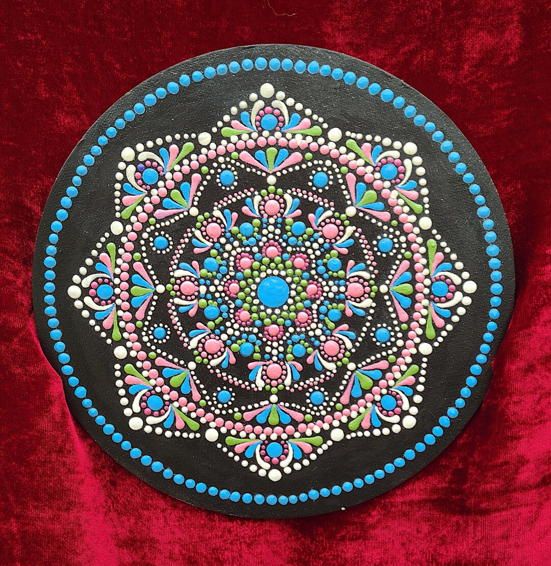 Dot Mandala Hand Painted Wall Art Decor 10"x10" Wooden Plaque Unique ...