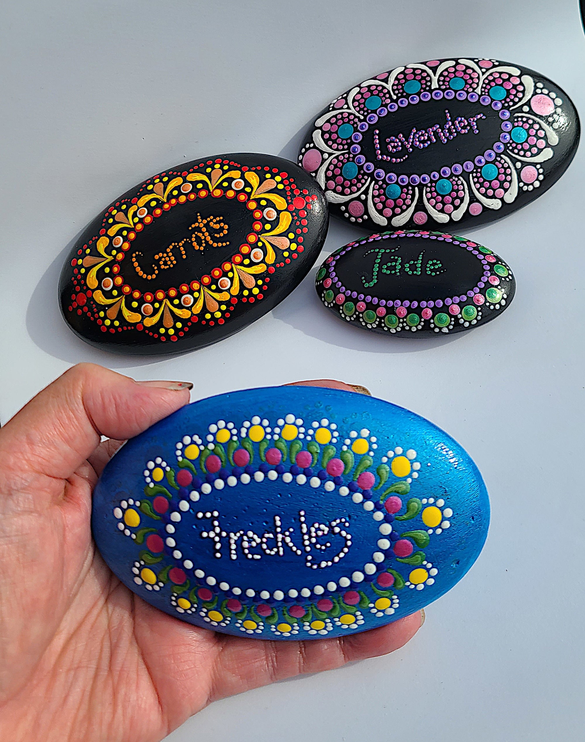 Dot Mandala Hand Painted Garden Rocks - Etsy