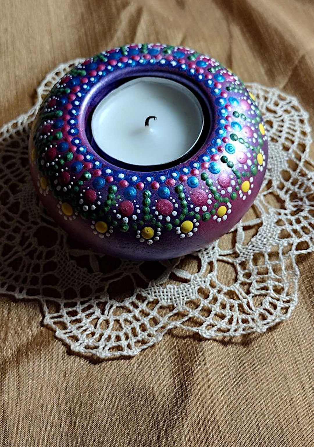 Dot Mandala Hand Paint Home Decor Tea Light - Etsy