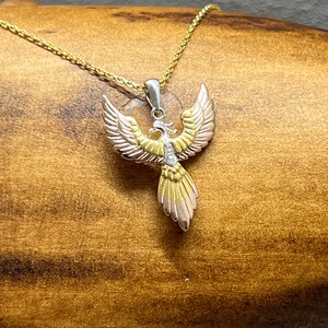 Phoenix Rising Pendant, Sterling Silver With Rose Gold , Yellow Gold ...