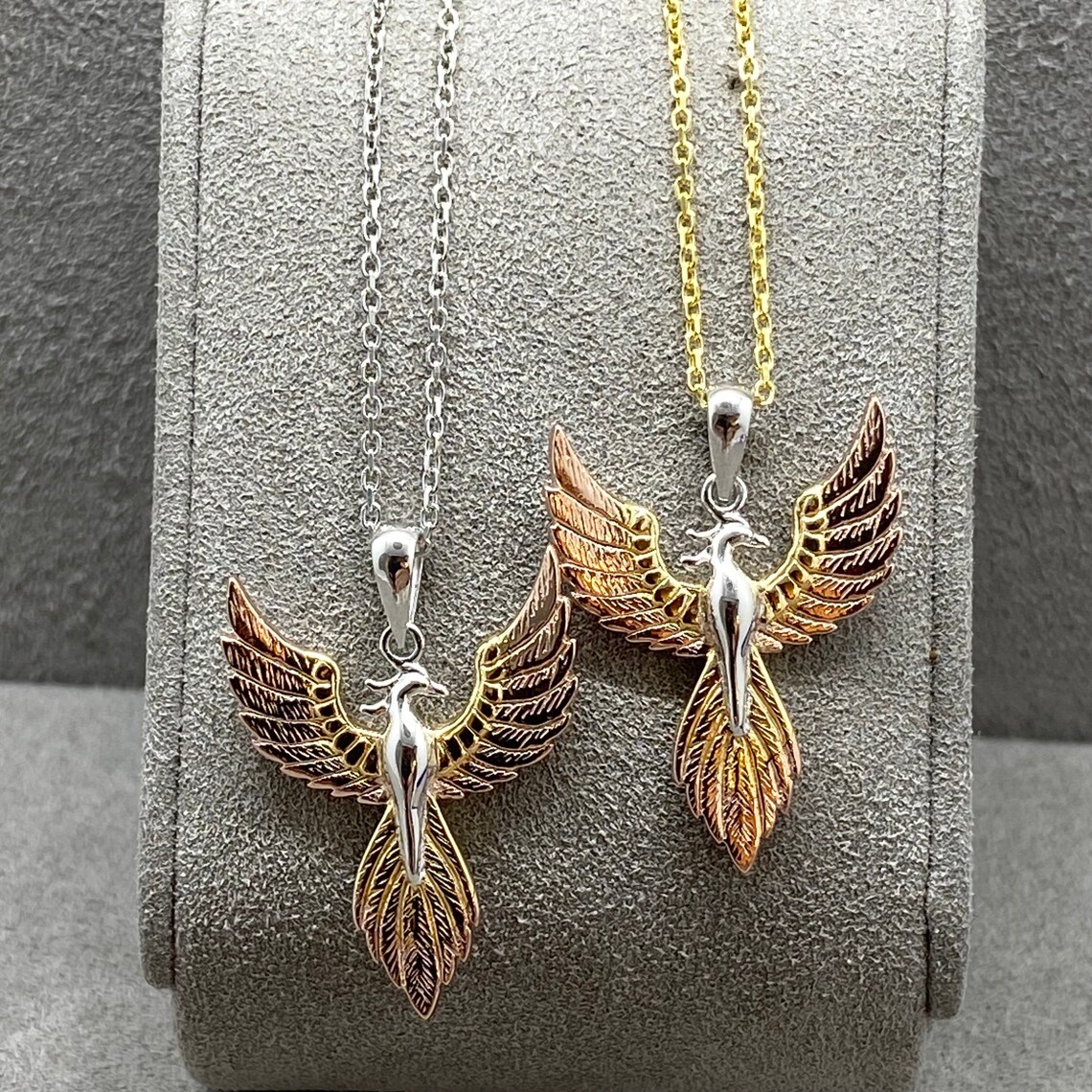 Phoenix Rising Pendant Sterling Silver With Rose Gold - Etsy