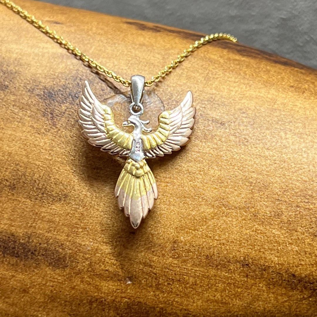 Phoenix Rising Pendant, Sterling Silver With Rose Gold , Yellow Gold ...