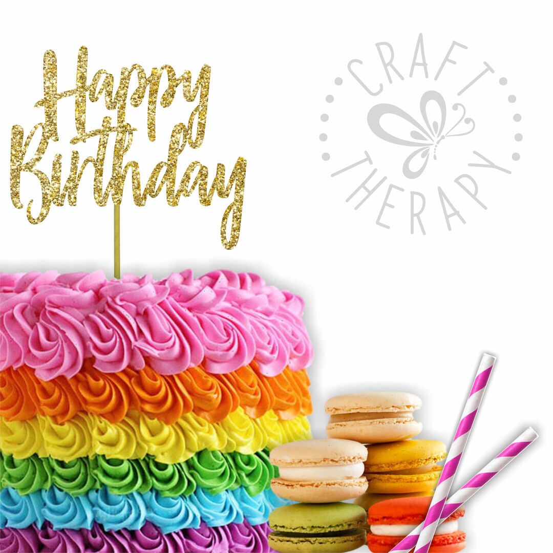 Happy Birthday Cursive Cake Topper. Birthday Topper Cake - Etsy