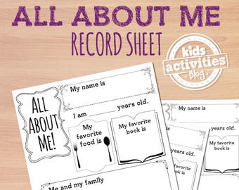 All About Me Poster Printable Worksheet Back to School Template First ...