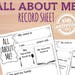 All About Me First Day of School Back to School Printable Worksheet - Etsy