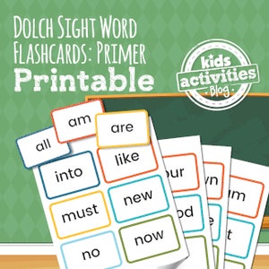 Dolch Sight Word Flashcards - Primer List - Preschool Printable Game - Etsy