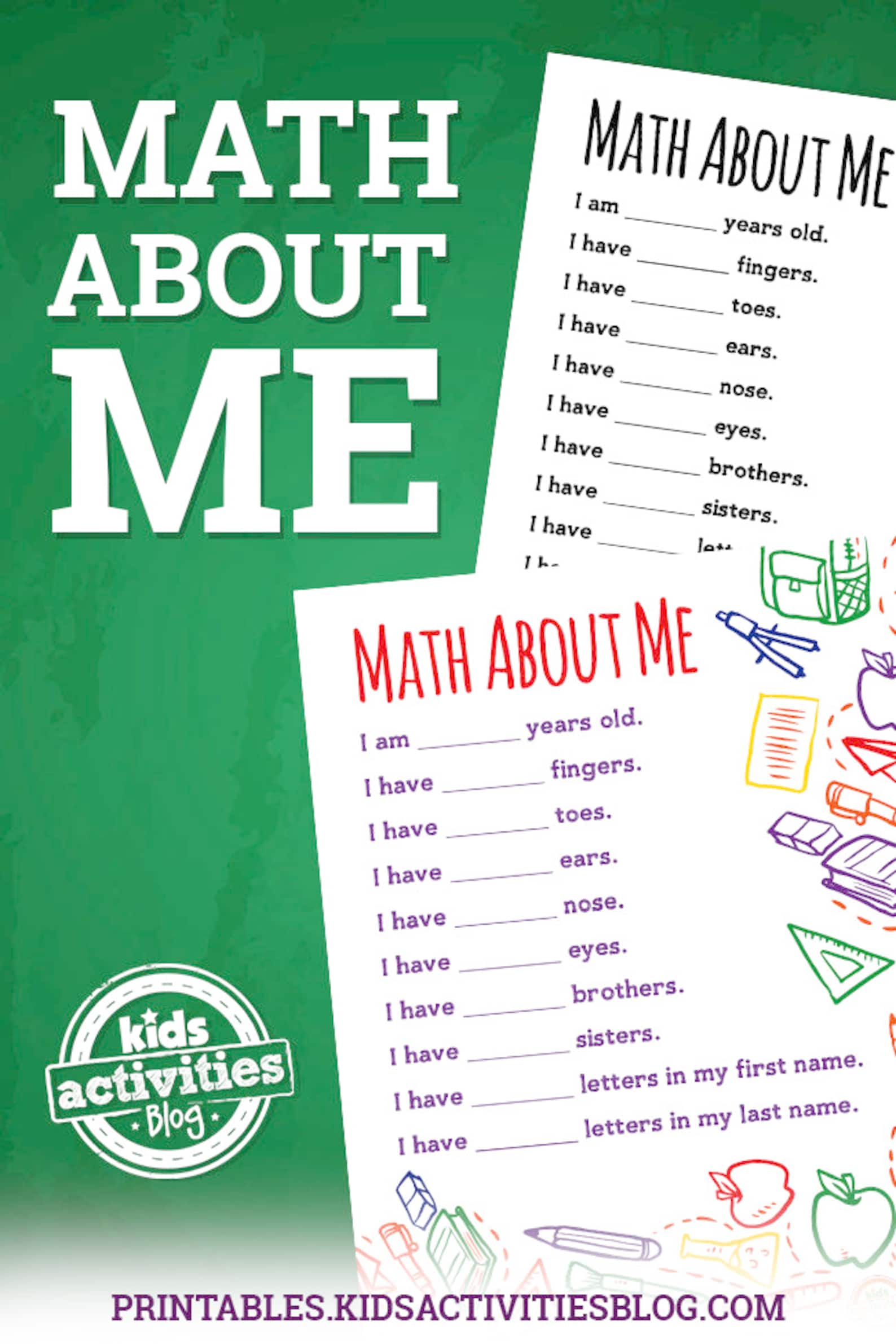 Math About Me Printable Worksheet - Etsy