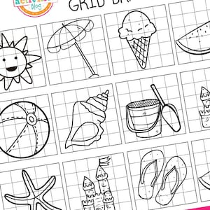 Summer Grid Drawings for Kids - Etsy