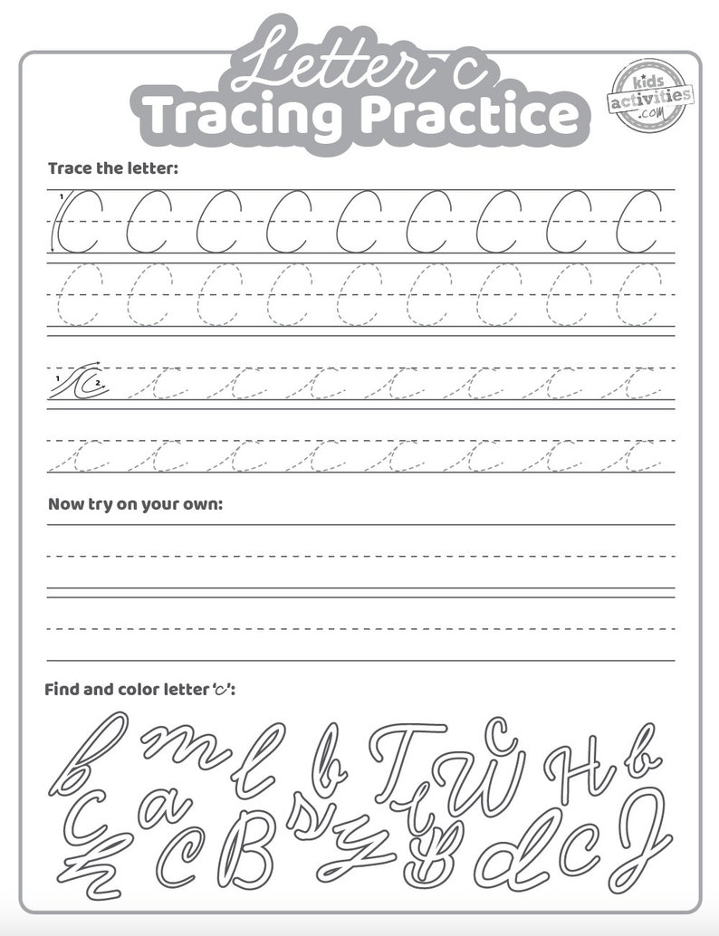 Cursive Flash Card Tracing Practice Coloring Pages - Etsy