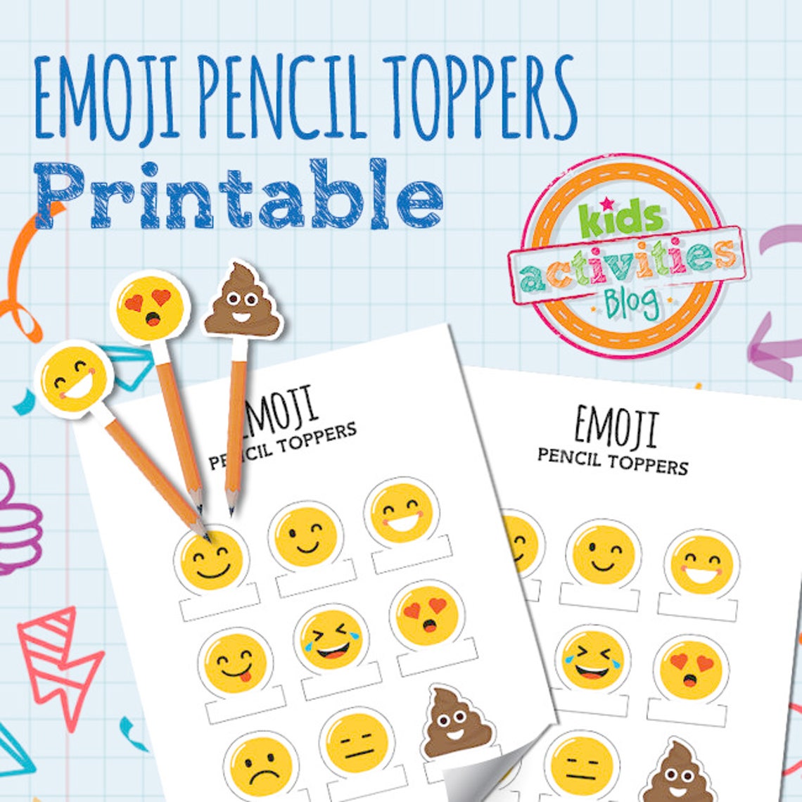 Emoji Pencil Toppers Printable Craft for Kids - Etsy