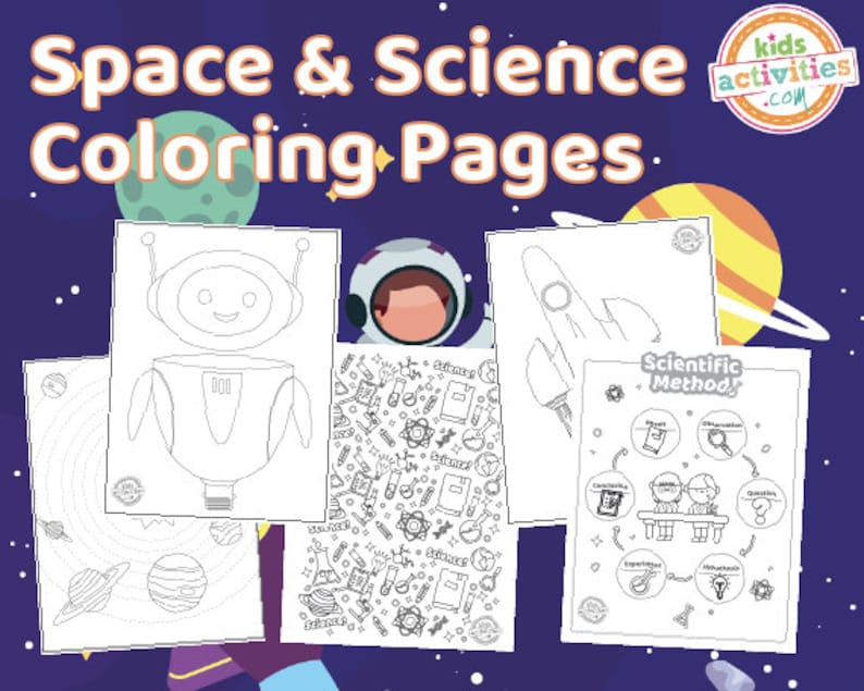 Space and Science Coloring Pages - Etsy Canada