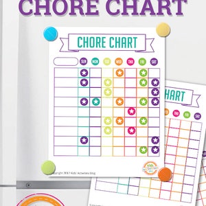 Chore Chart for Toddlers With Printable Sticker Template - Etsy