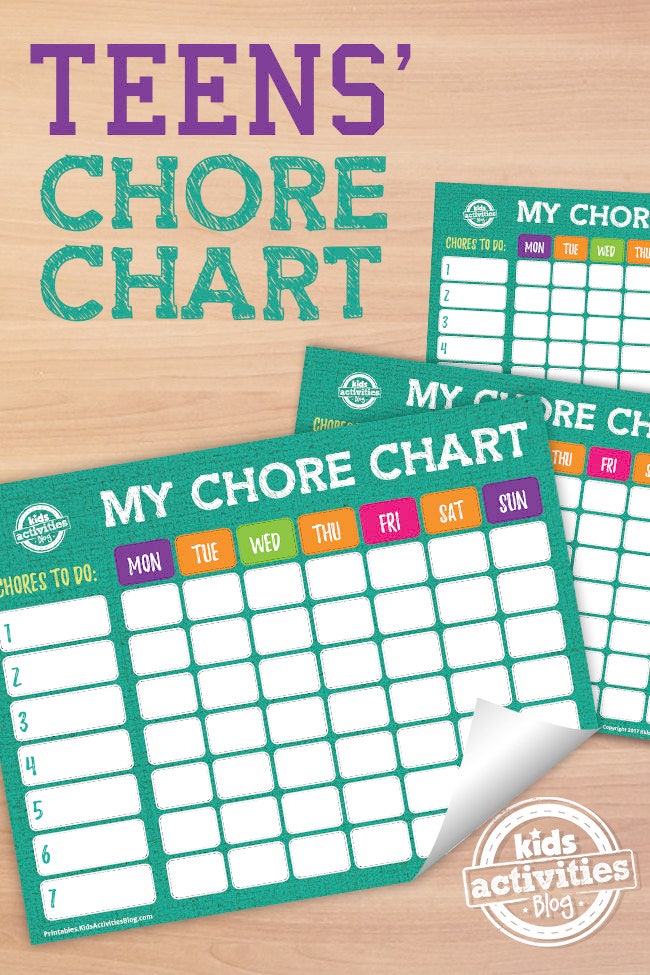 Printable Chore Chart for Teens - Customizable - Etsy