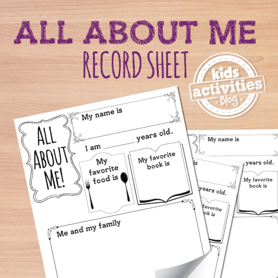 All About Me First Day of School Back to School Printable Worksheet - Etsy