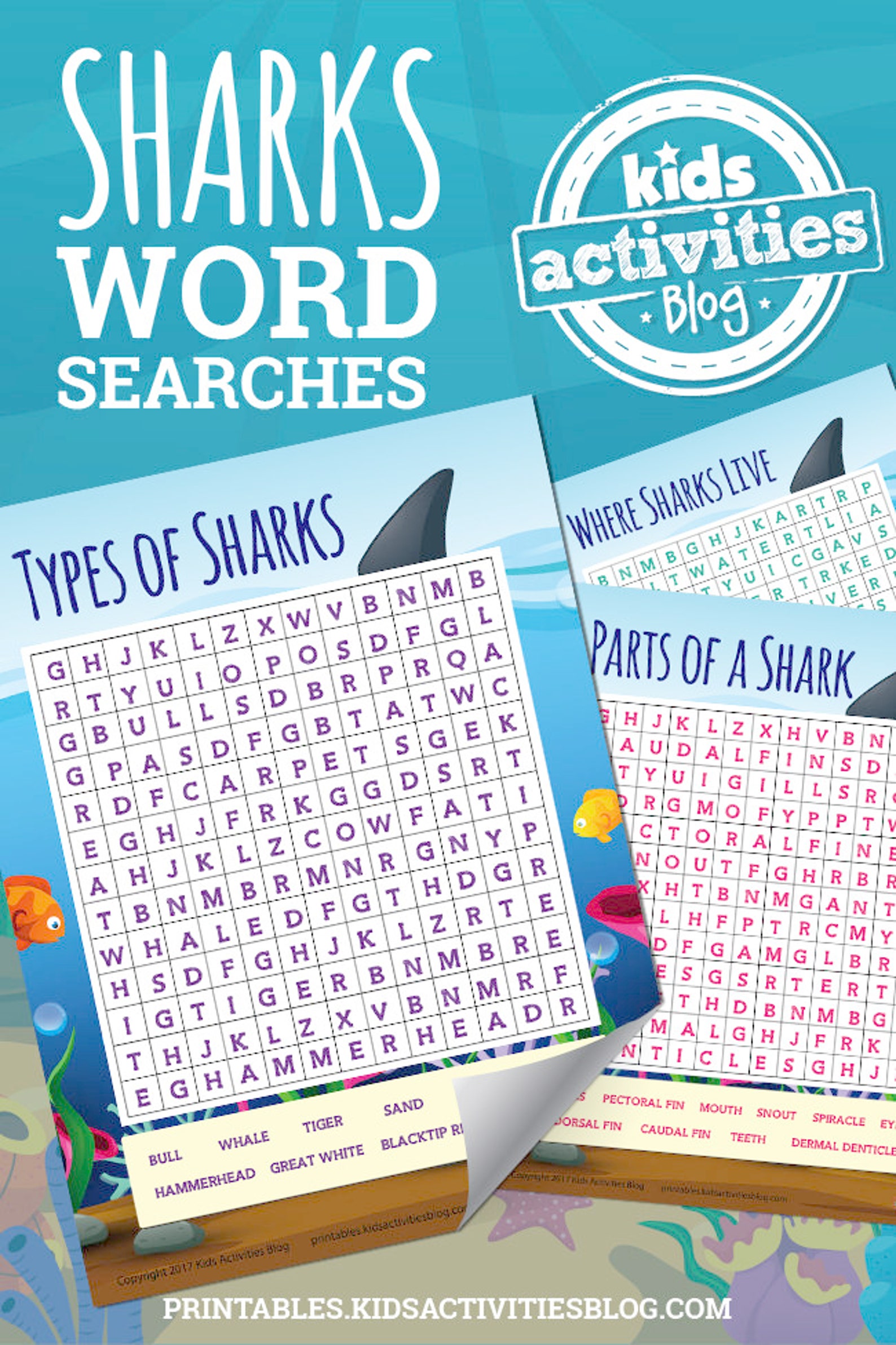 Shark Word Search Printable Games - Etsy