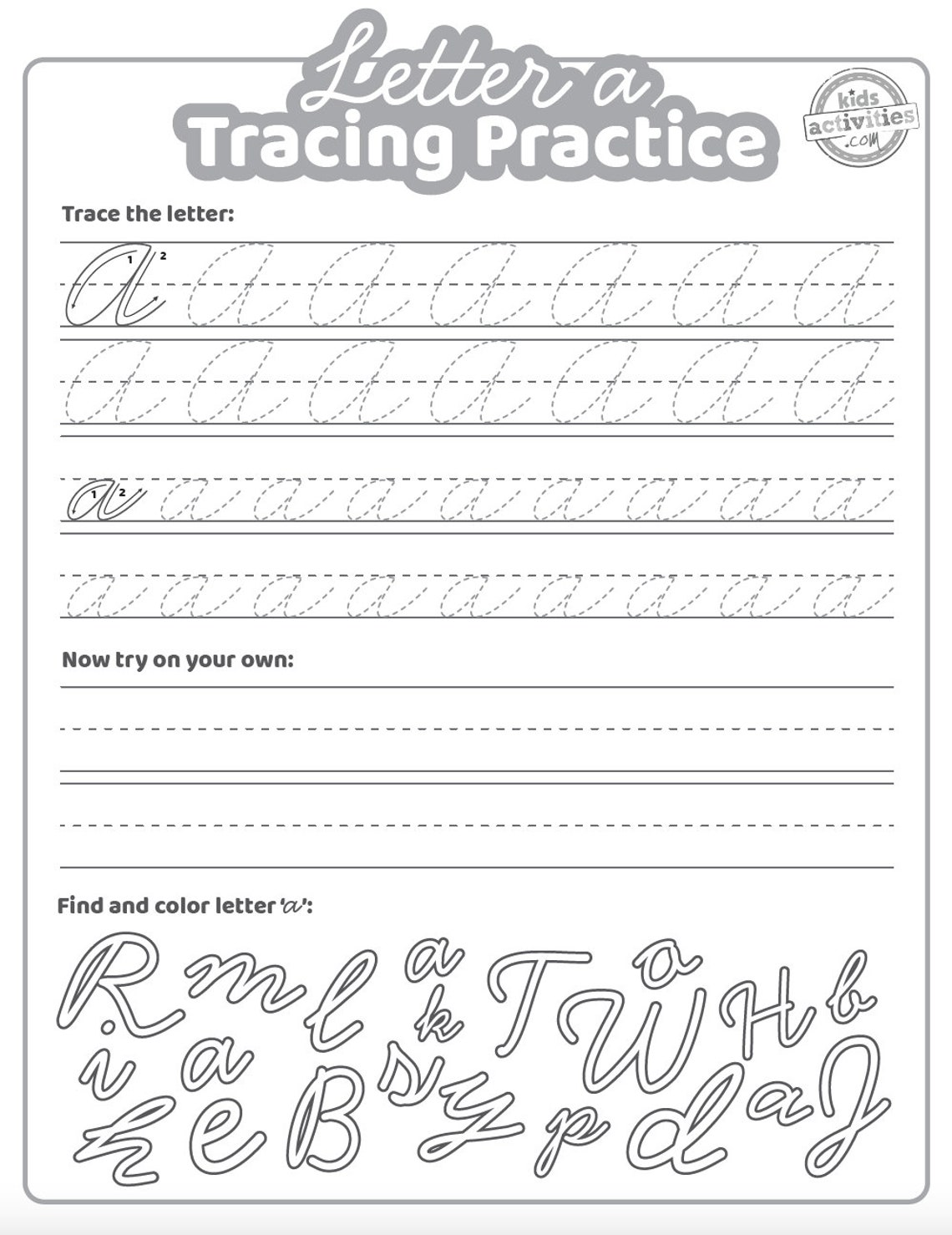 Cursive Flash Card Tracing Practice Coloring Pages - Etsy