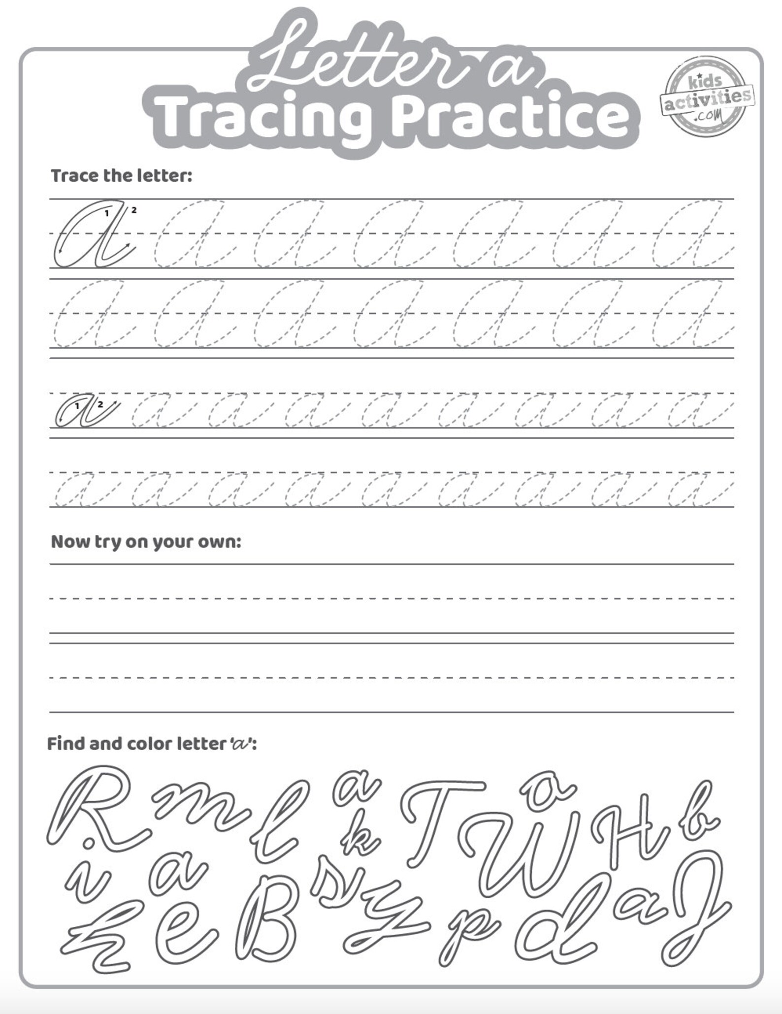 Cursive Flash Card Tracing Practice Coloring Pages - Etsy