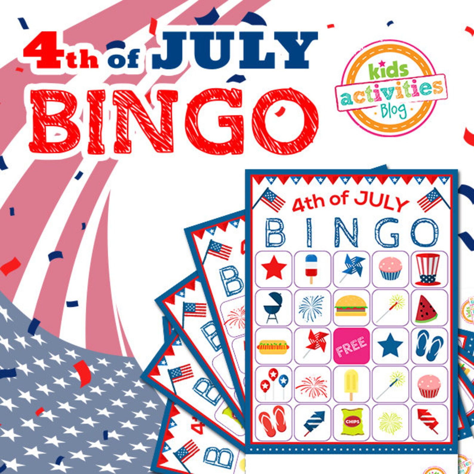 4th of July BINGO Printable Game - Fourth of July Party Ideas - Etsy