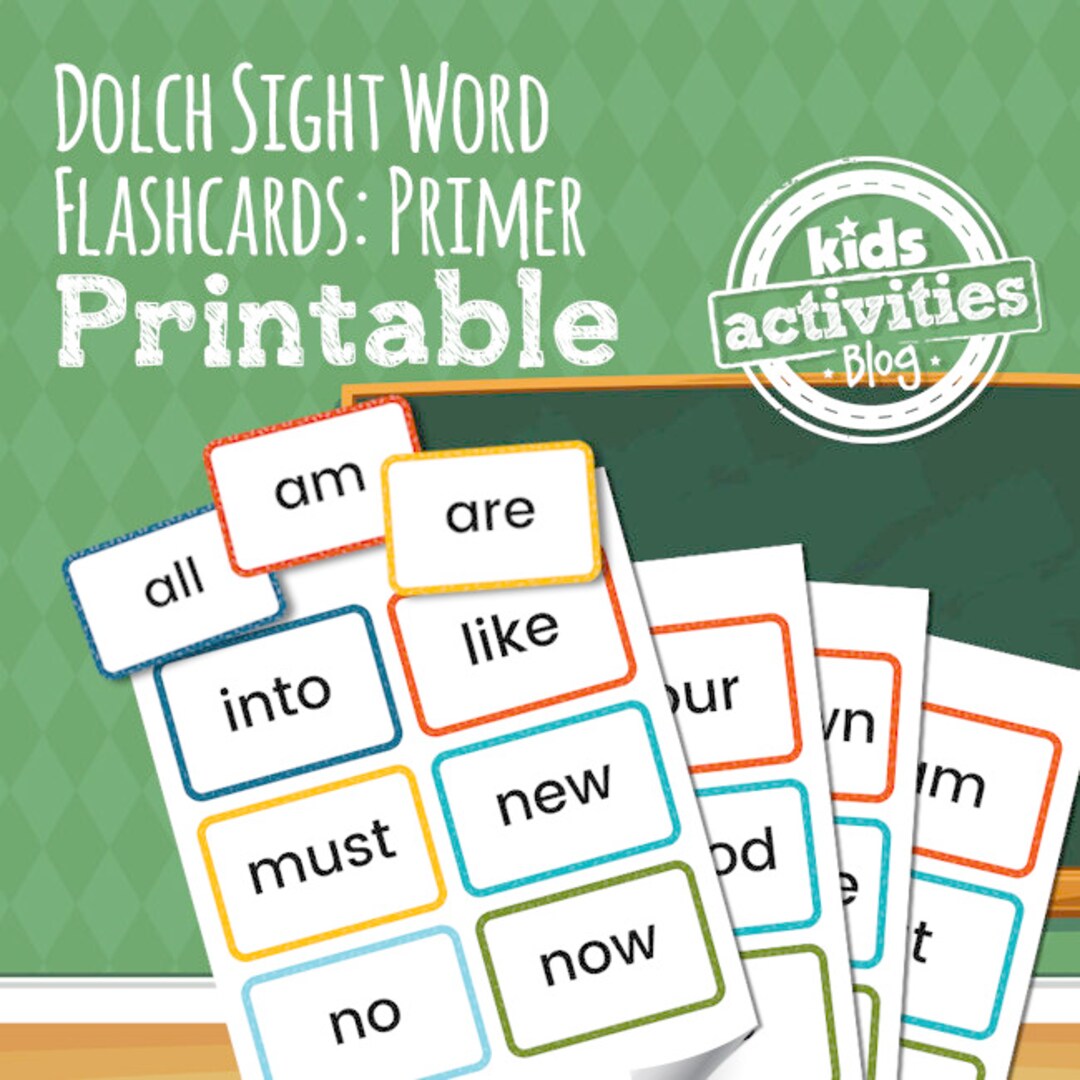 Dolch Sight Word Flashcards - Primer List - Preschool Printable Game - Etsy