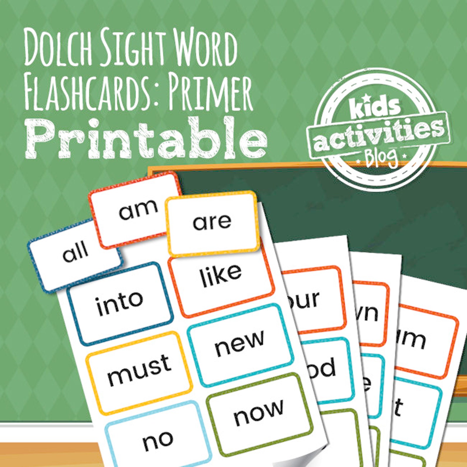 Dolch Sight Word Flashcards - Primer List - Preschool Printable Game - Etsy