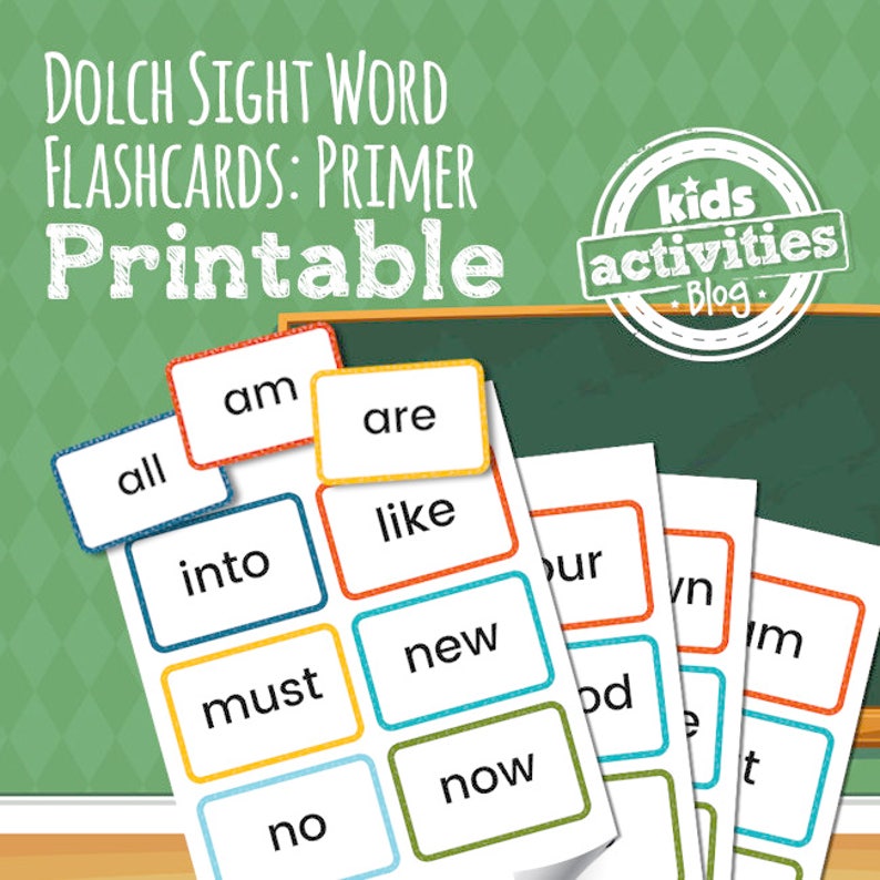 Dolch Sight Word Flashcards - Primer List - Preschool Printable Game - Etsy