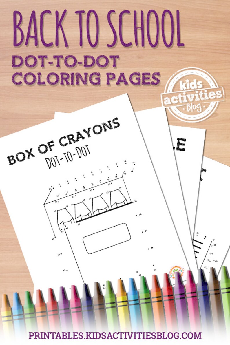 Back to School Dot to Dot Coloring Pages - Etsy