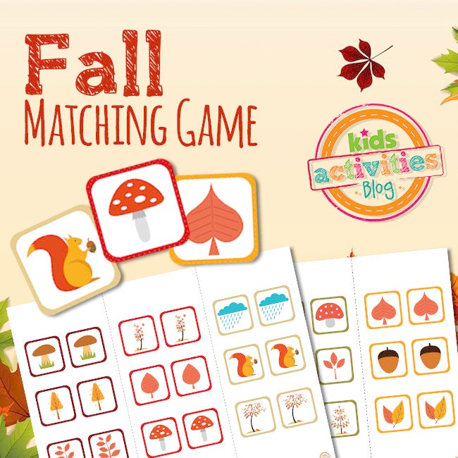 Fall Memory Match Printable Game for Preschoolers - Etsy