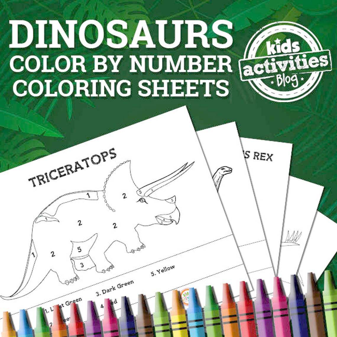 Dinosaur Color by Number Coloring Pages Sheets - Etsy