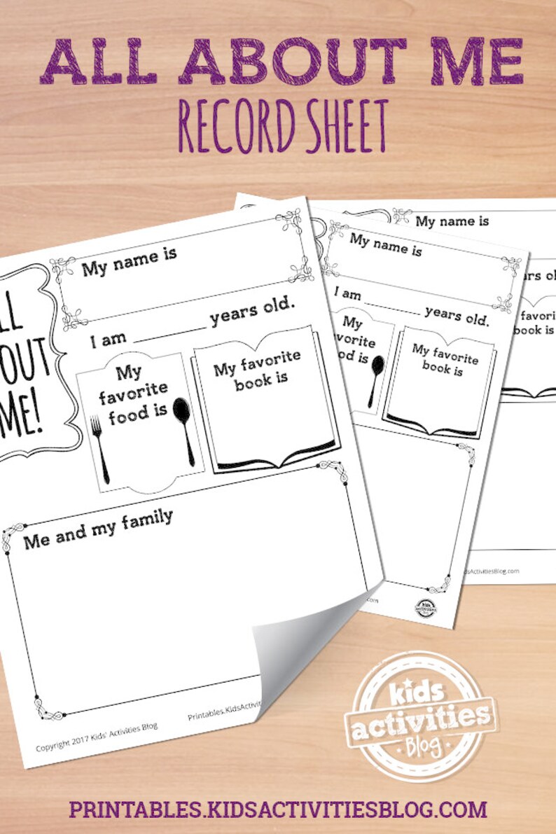 All About Me First Day of School Back to School Printable Worksheet - Etsy
