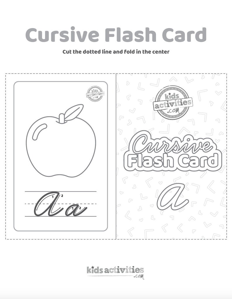 Cursive Flash Card Tracing Practice Coloring Pages - Etsy