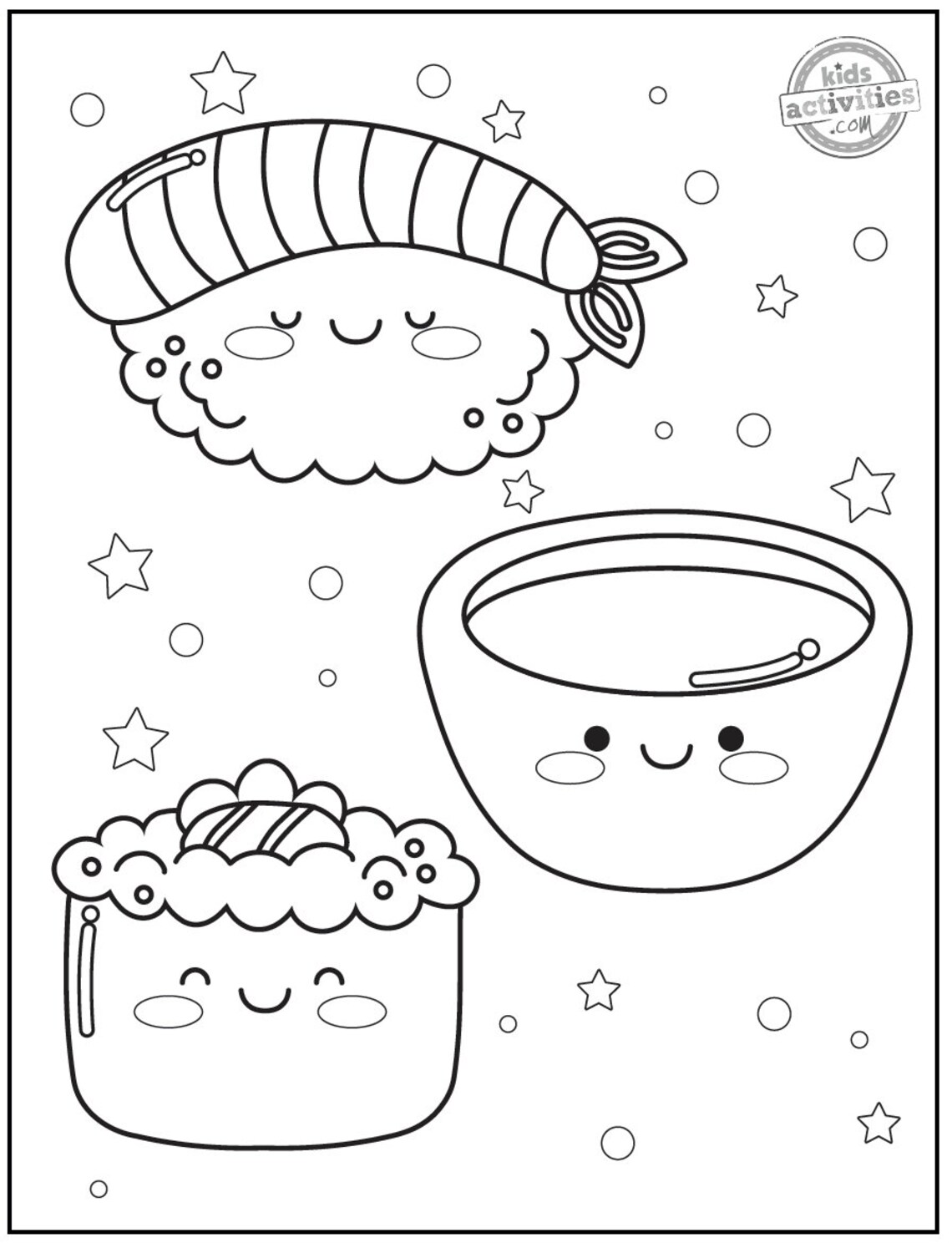 Cute Kawaii Food Coloring Pages - Etsy Canada